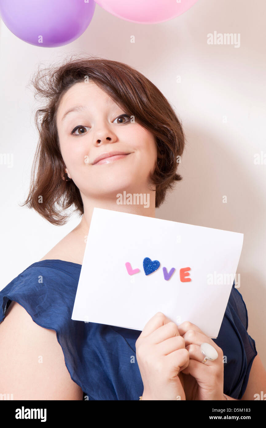 girl with a love note Stock Photo - Alamy