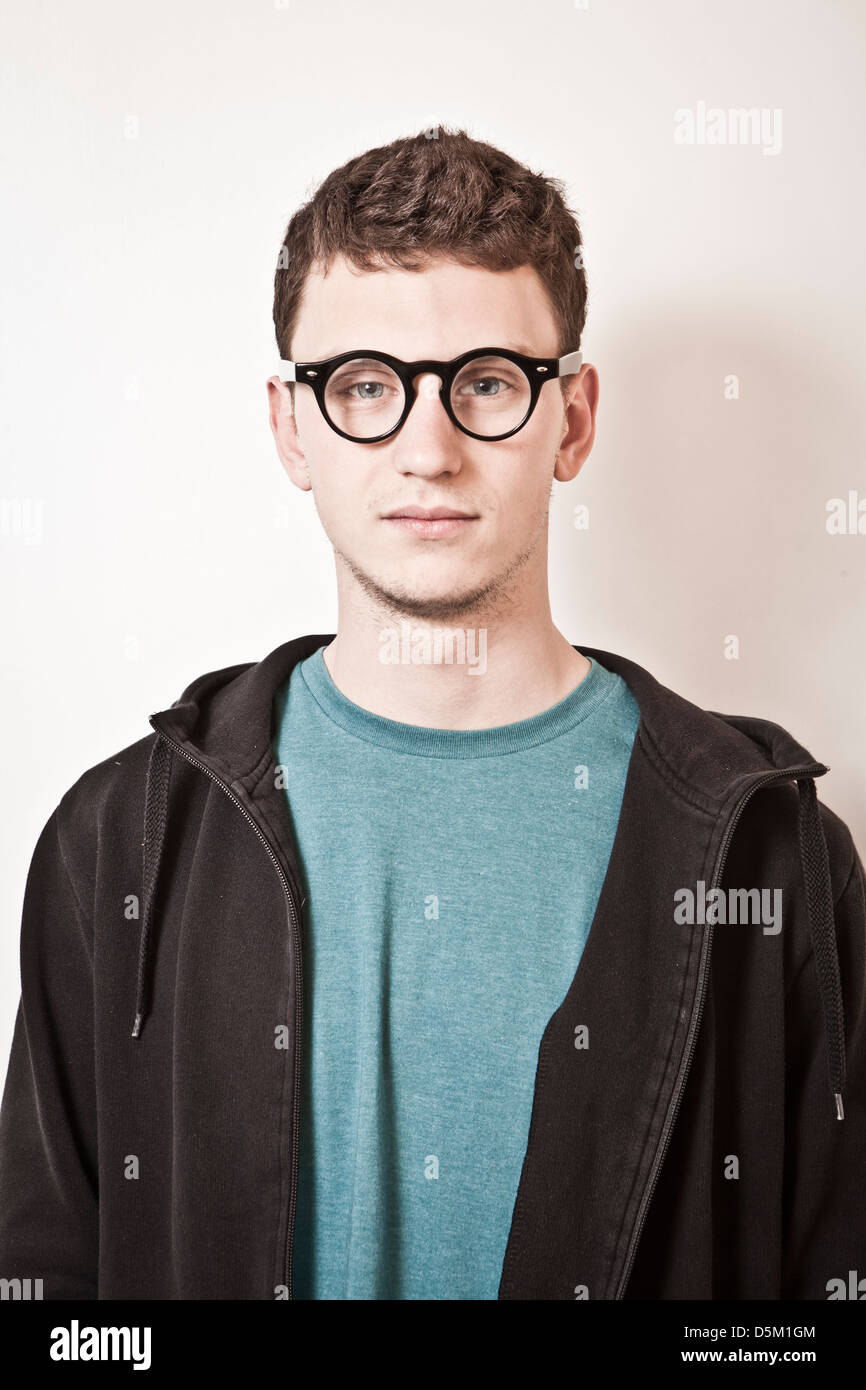 young man with spectacles Stock Photo - Alamy