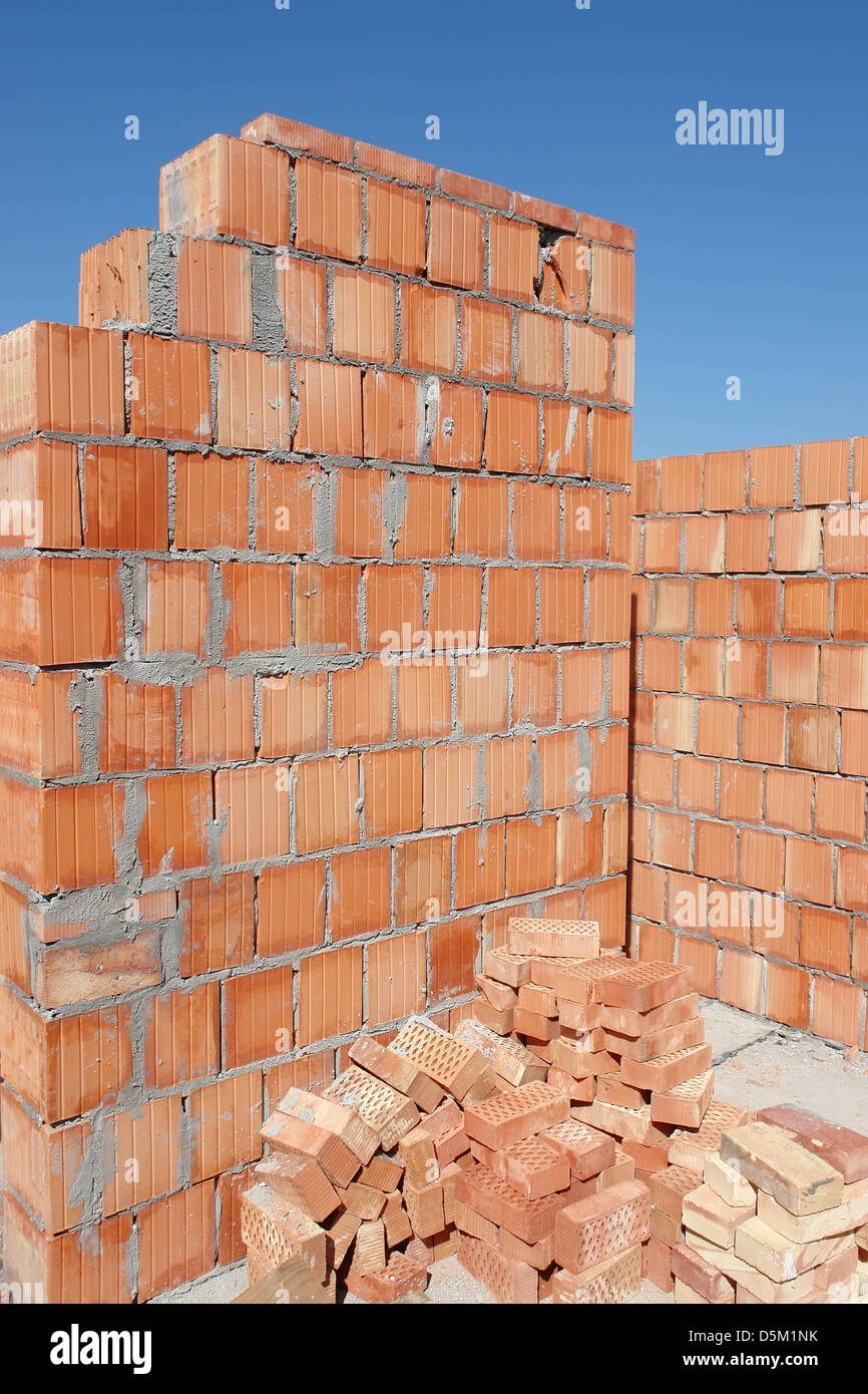Closeup of unfinished brick house walls Stock Photo - Alamy