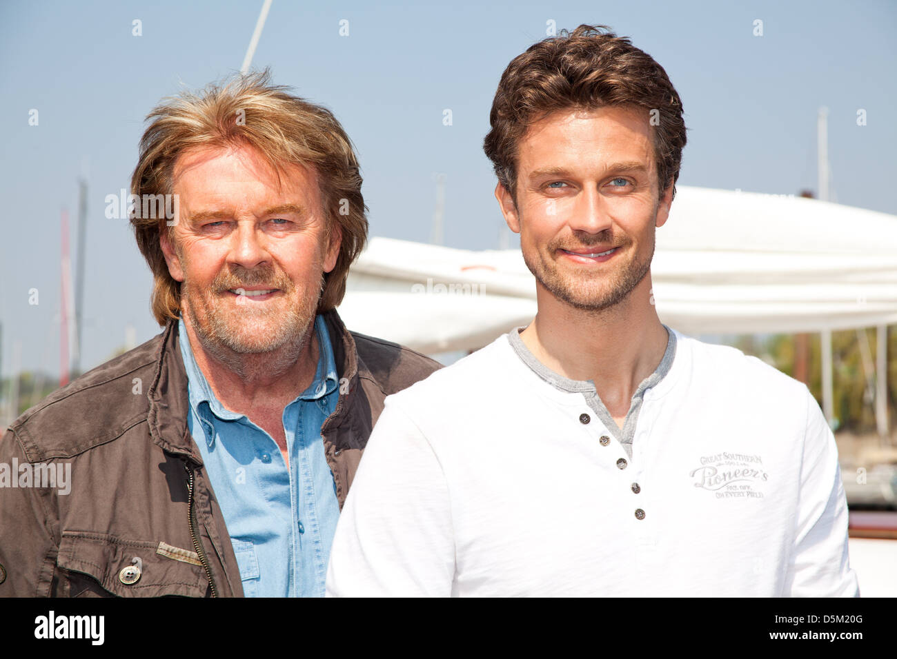 Howard and Wayne Carpendale on the set of TV movie "Lebe dein Leben" at ...