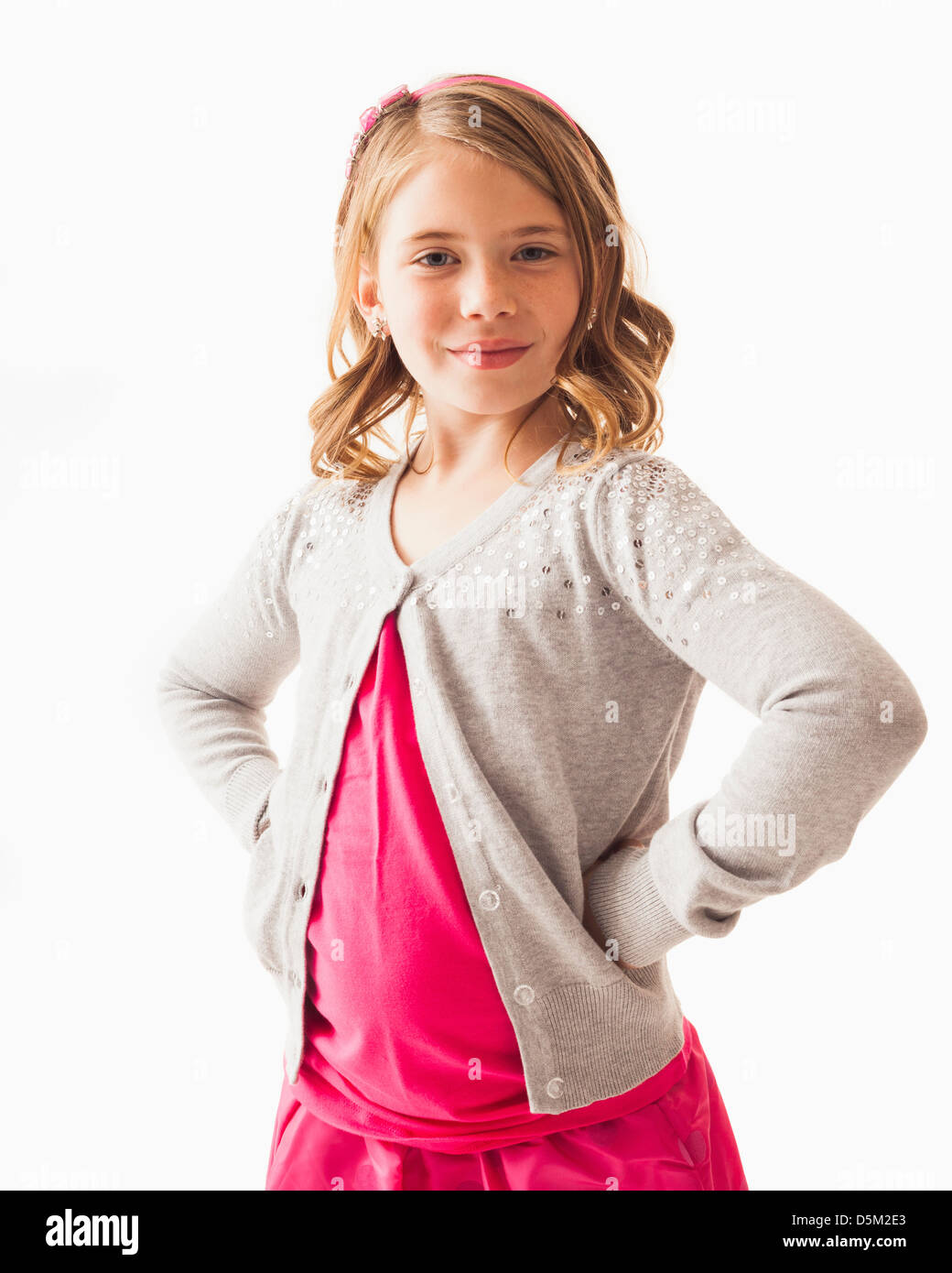 Studio portrait of girl (6-7 Stock Photo - Alamy