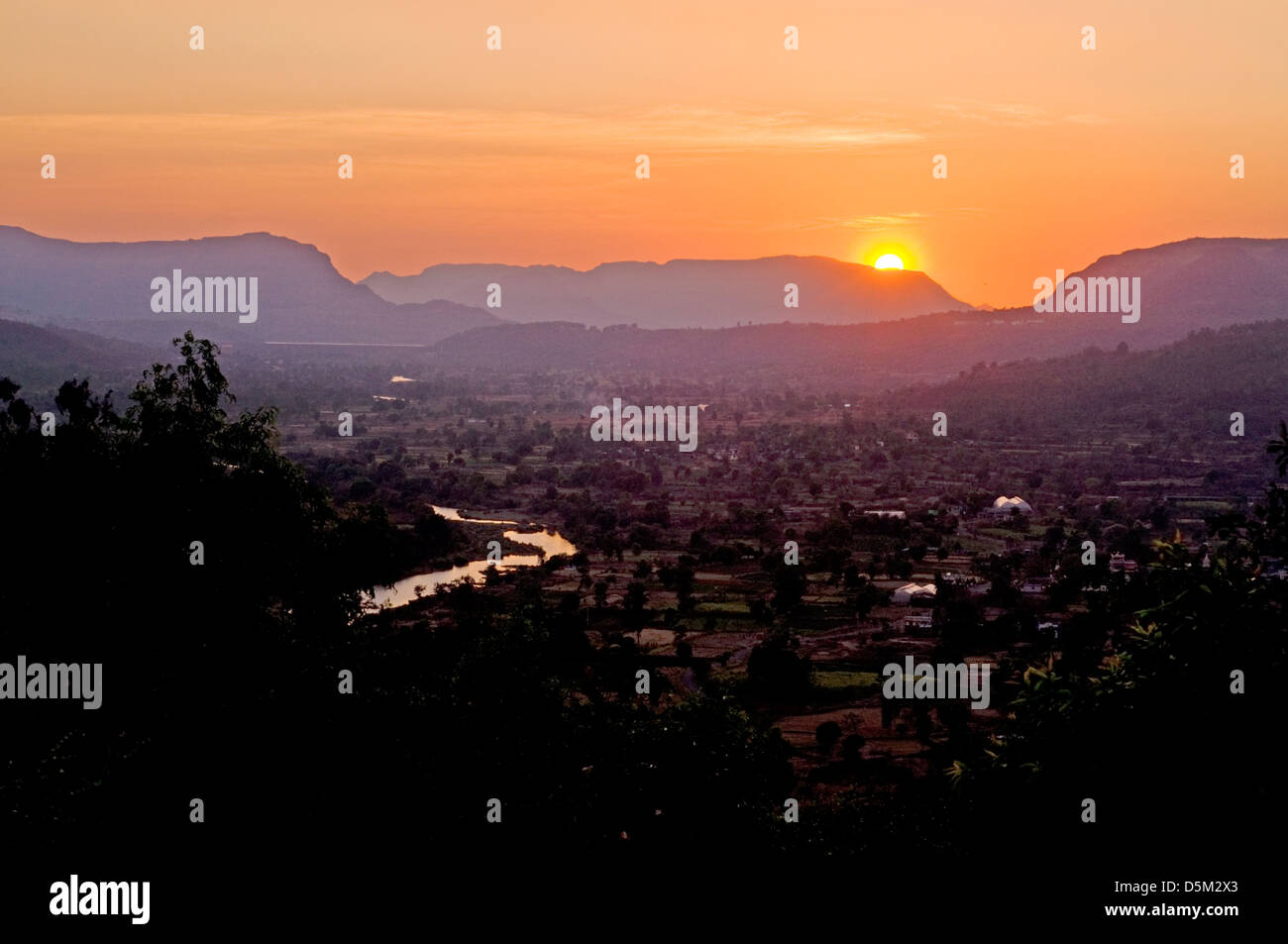 Sunset over the Mulshi Valley Paud Maharashtra India Stock Photo - Alamy