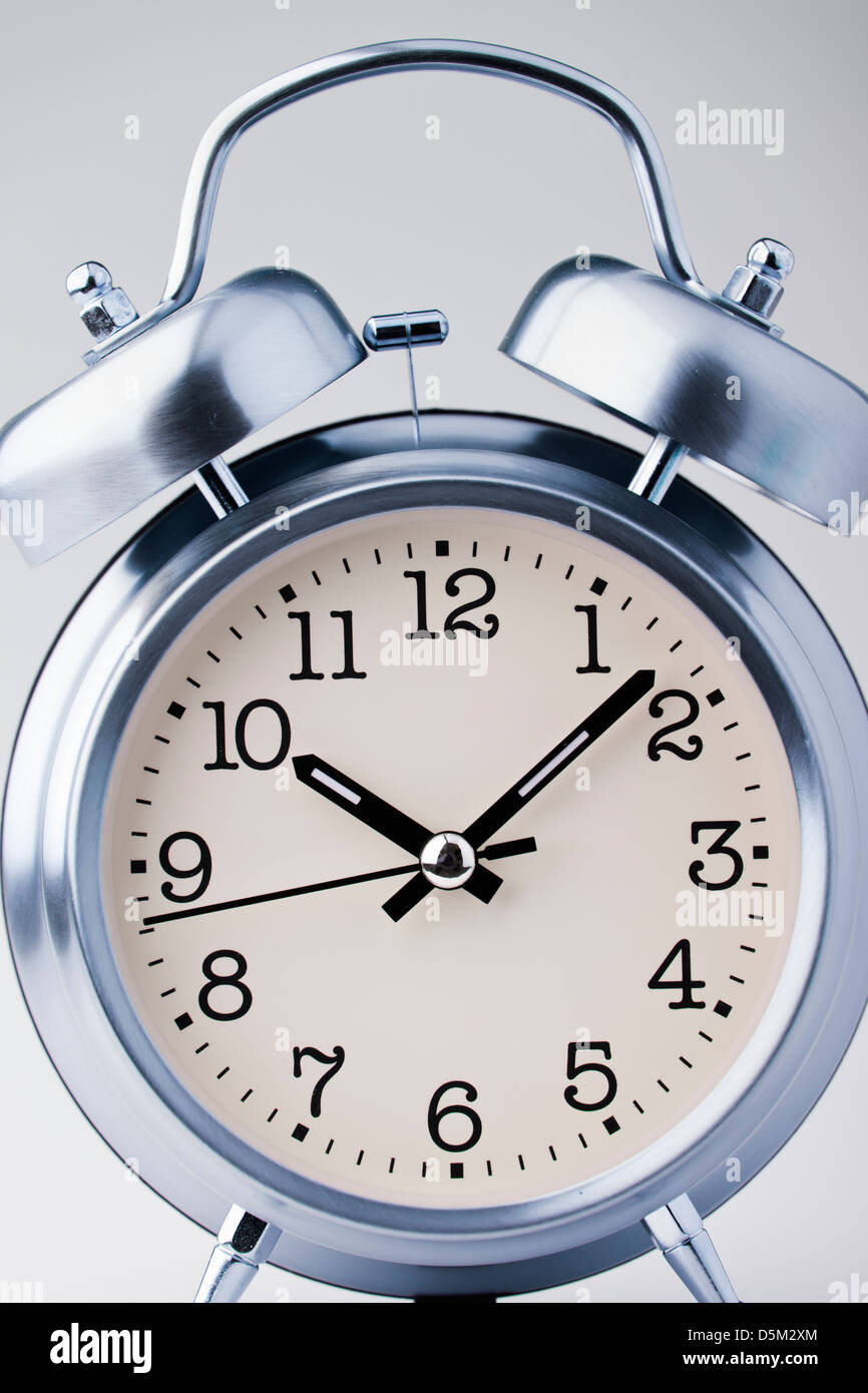 old fashion alarm clock, front view Stock Photo - Alamy