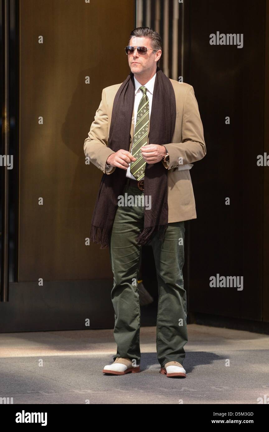 New York, USA. 3rd April 2013. Slade Smiley, leaves his Soho hotel out ...