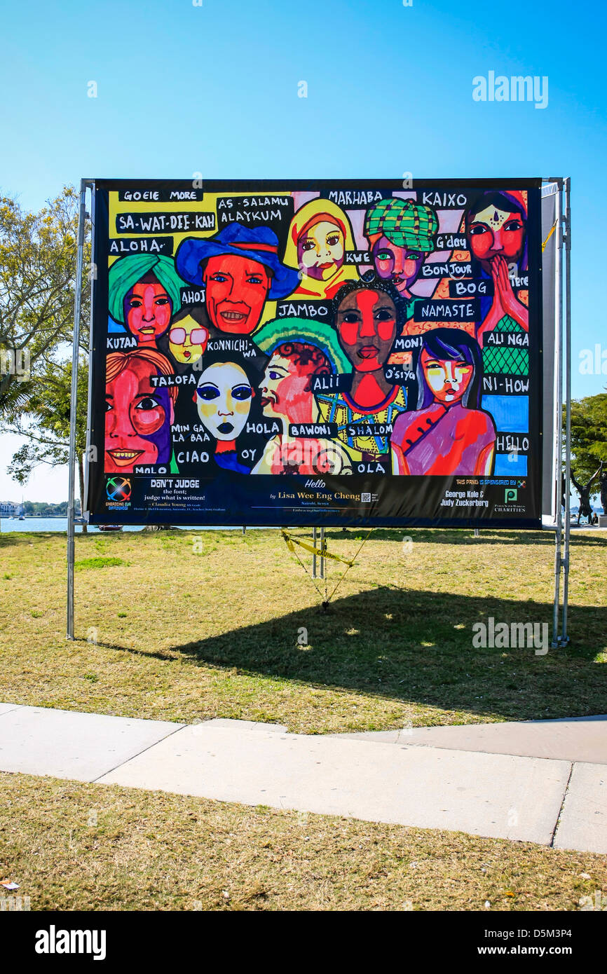 Large display of art relating to human life on display at Marina Jack ...