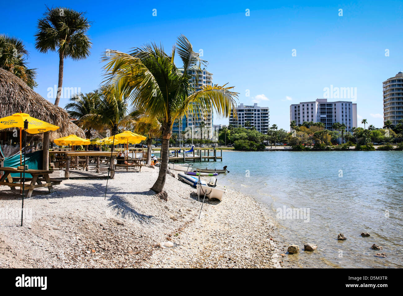 An Hawaiian Tiki Bar on Island Park in Sarasota Bay Florida Stock Photo ...