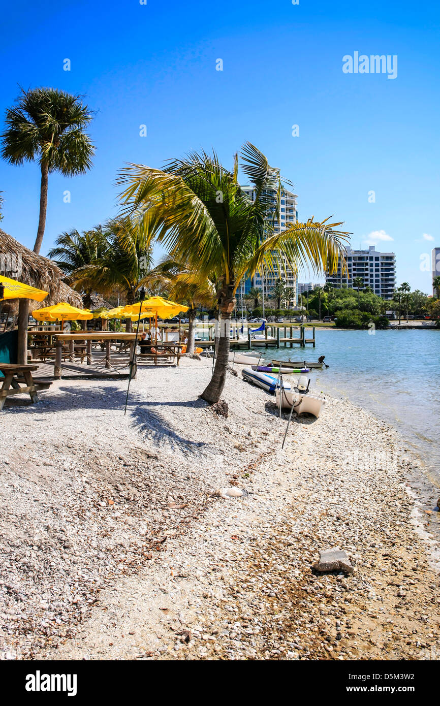 An Hawaiian Tiki Bar on Island Park in Sarasota Bay Florida Stock Photo ...