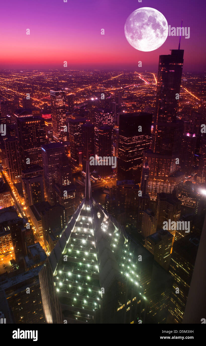 TRUMP TOWER LOOP SKYLINE FROM MID AMERICA CLUB AT THE AON CENTER ...