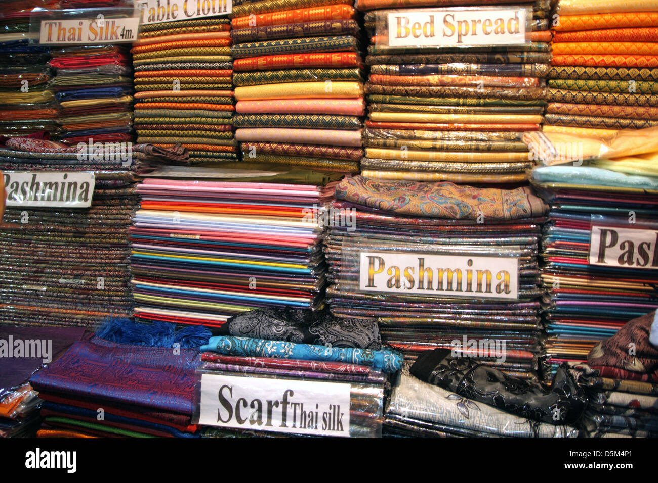 Thai silks display in silk shop at Chatuchak Weekend Market , Bangkok ...