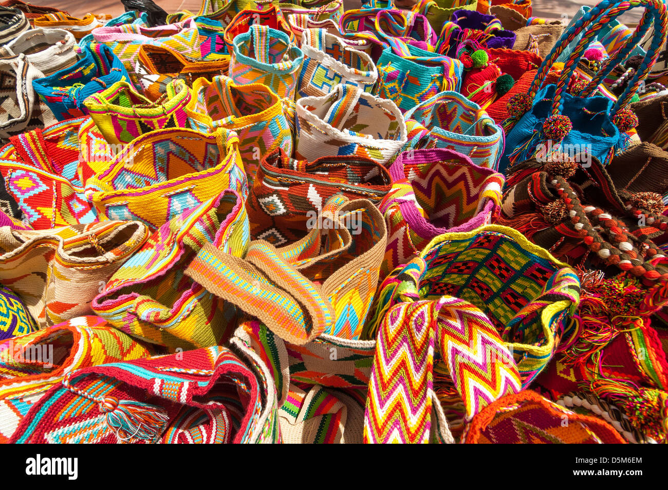 Typical colorful bags of the Wayuu Indians for sale as souvenirs in ...