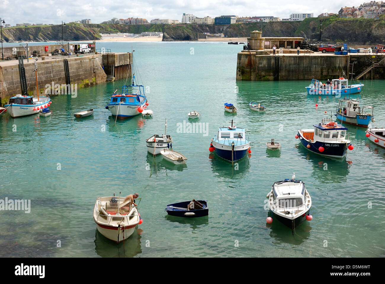 Newquay harbour Cornwall england uk Stock Photo - Alamy