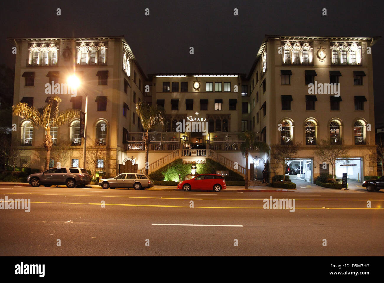 General view of Katana restaurant on Sunset Boulevard at night. Los ...