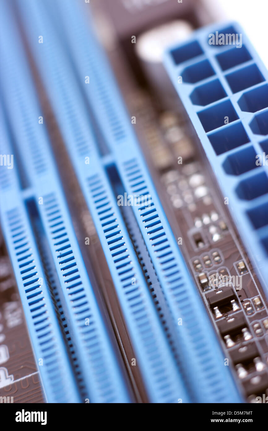 Computer slots for memory and power connector Stock Photo - Alamy