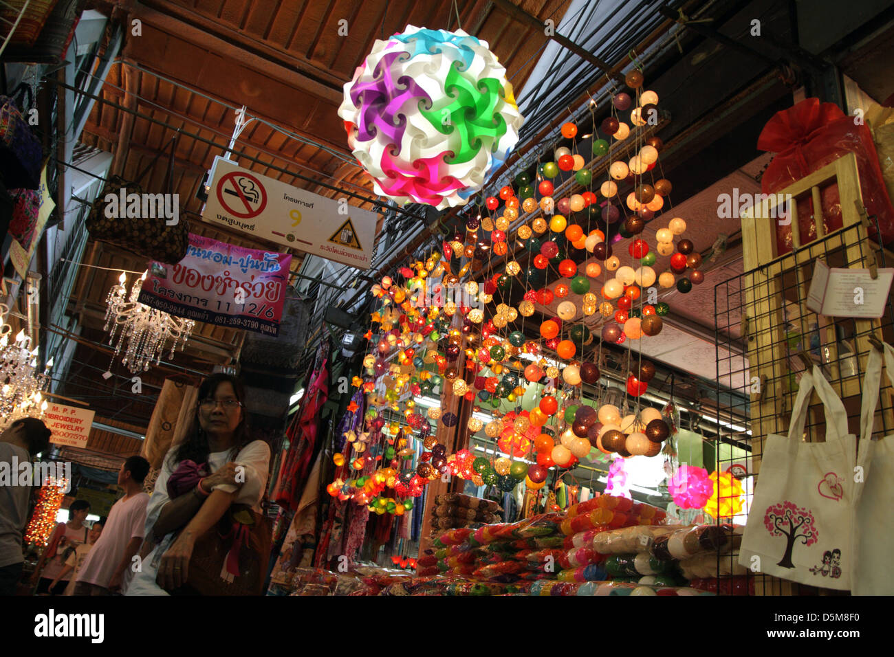 Fairy light display in shop at Chatuchak Weekend Market , Bangkok Stock ...