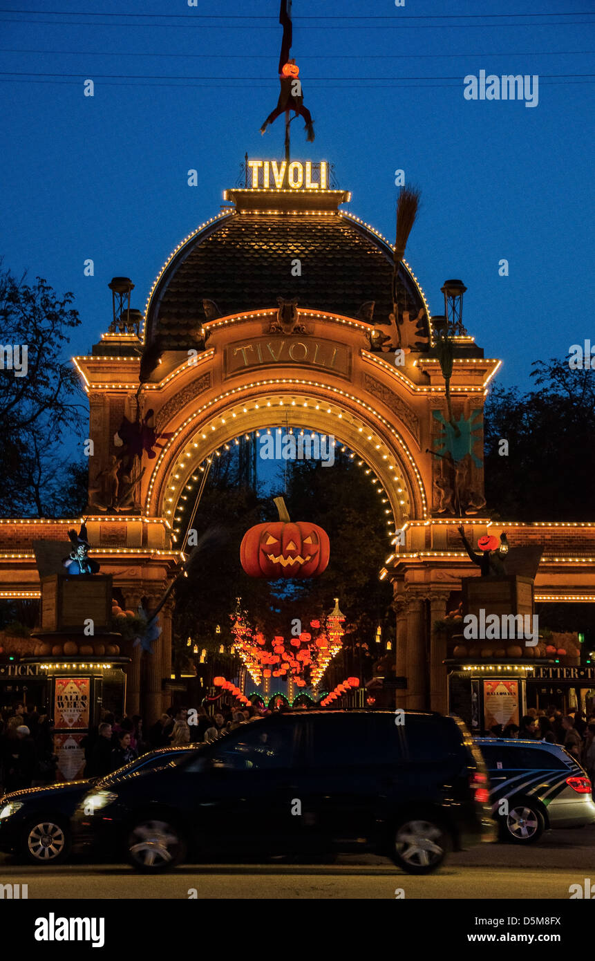 Tivoli entrance at night Stock Photo - Alamy