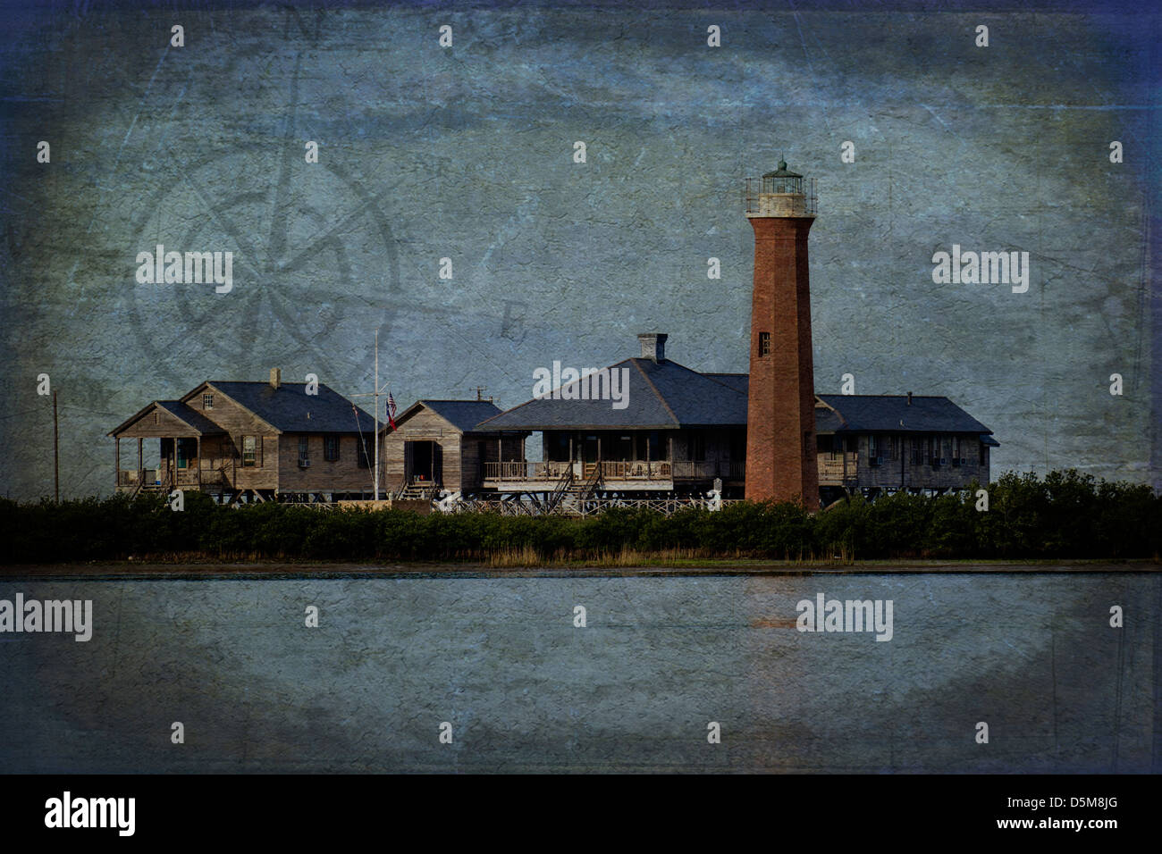 Digitally enhanced photograph of the Lydia Ann lighthouse near Aransas ...