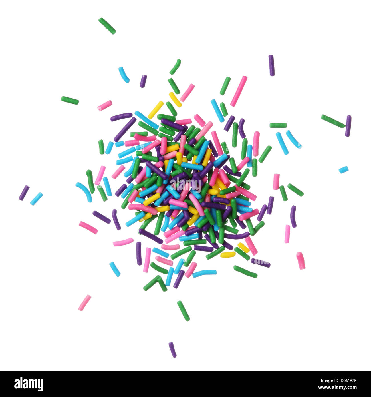 Colorful candy sprinkles pile isolated on white background Stock Photo ...
