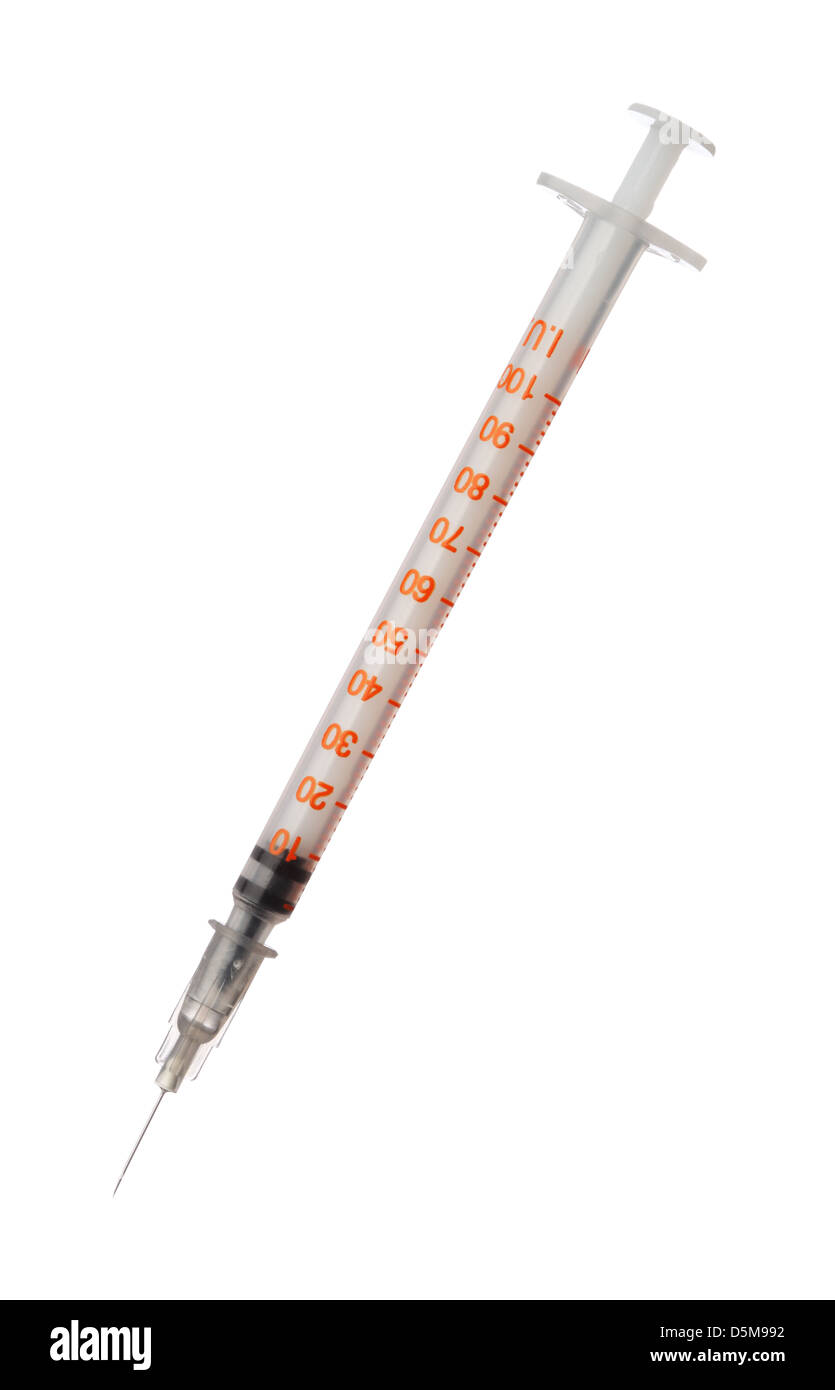 Empty syringe isolated on white background, close up Stock Photo - Alamy