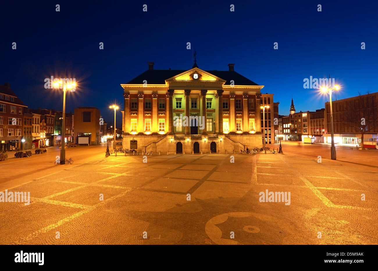 City Hall in Groningen cityscape at night Stock Photo - Alamy