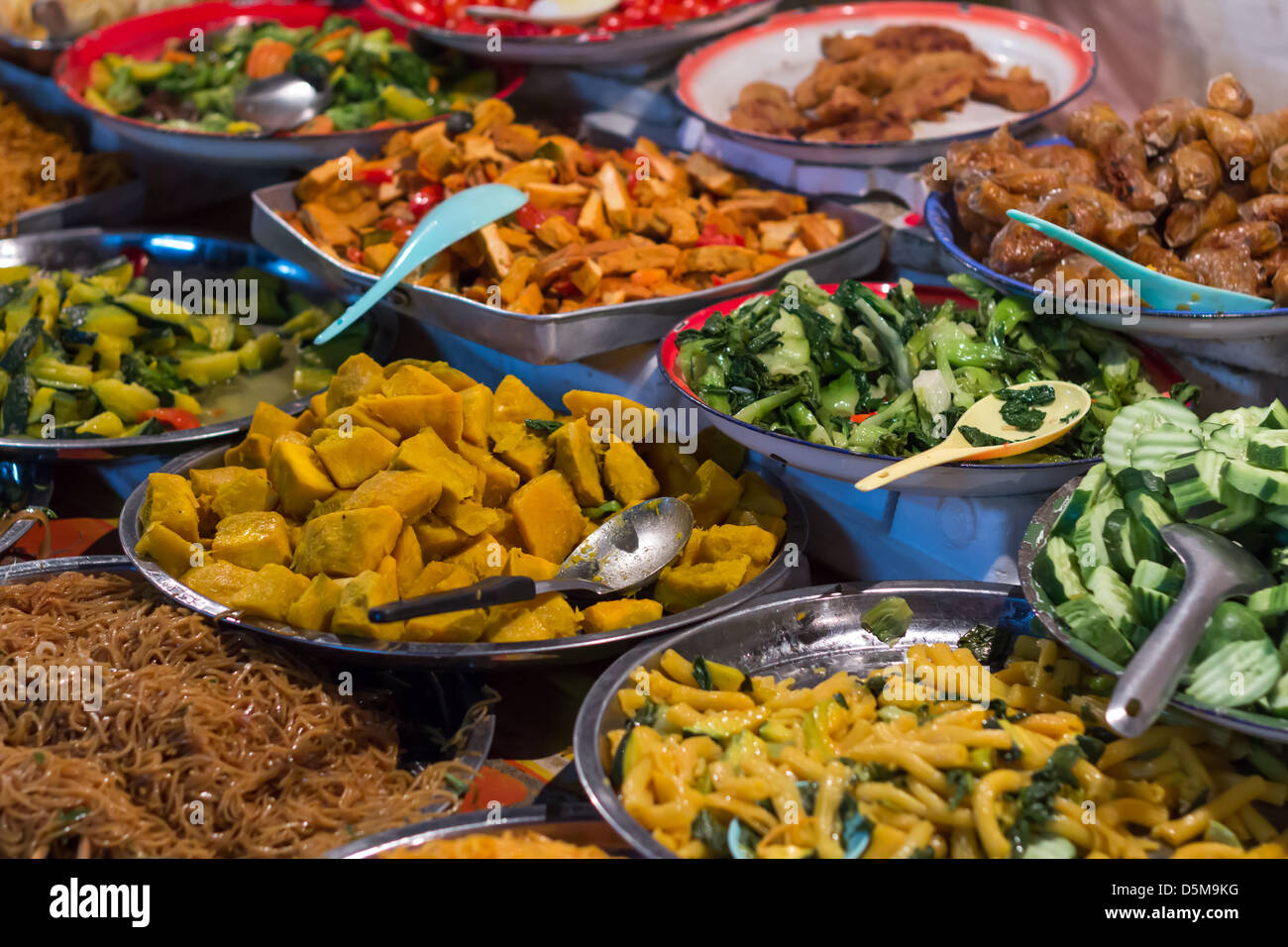 This kind of buffet is offered every day at the night market in Luang ...