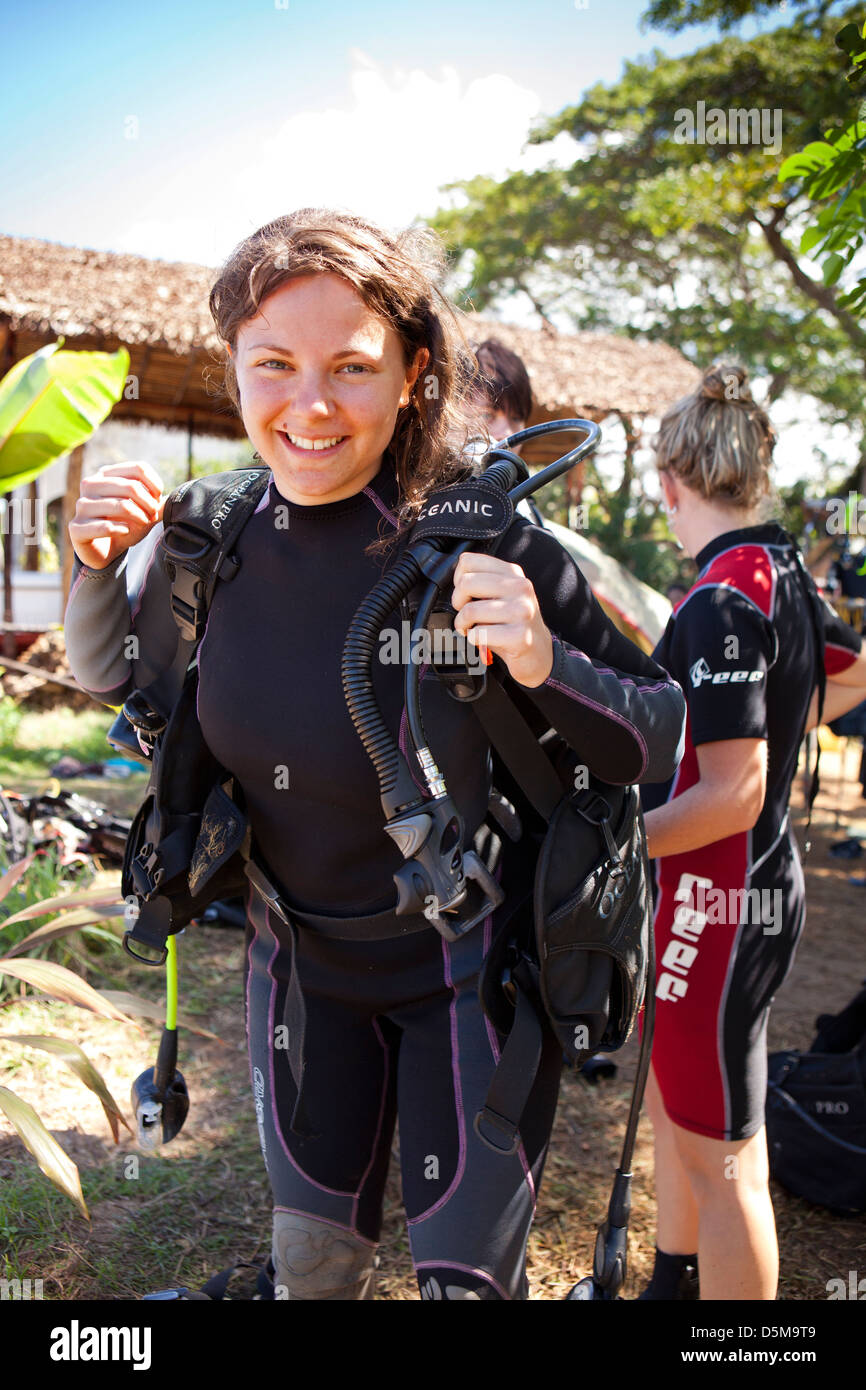 Madagascar, Nosy Be, Marodokana, smiling Operation Wallacea scuba ...