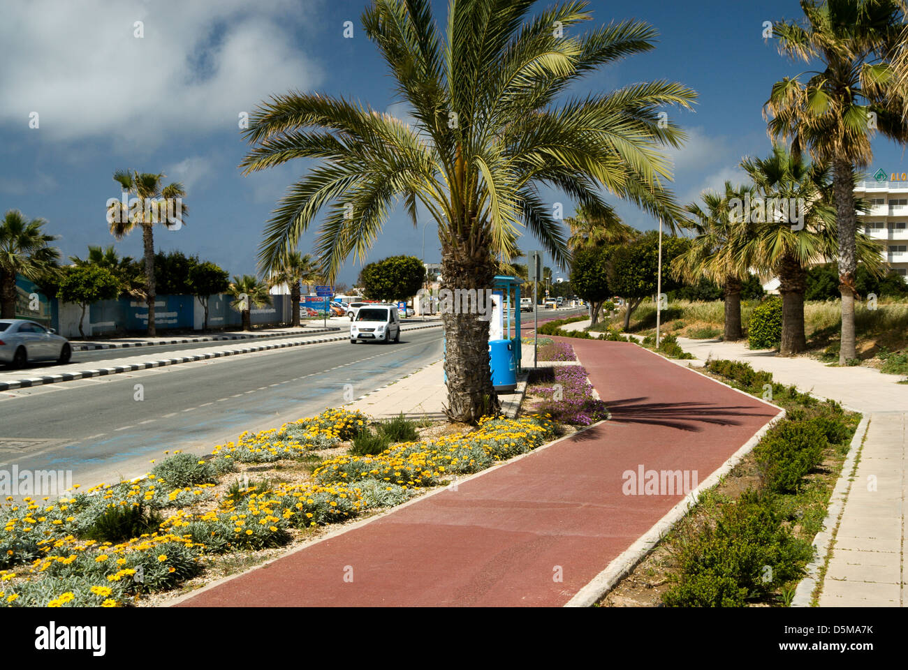 street scene and cycle path paphos cyrpus Stock Photo - Alamy