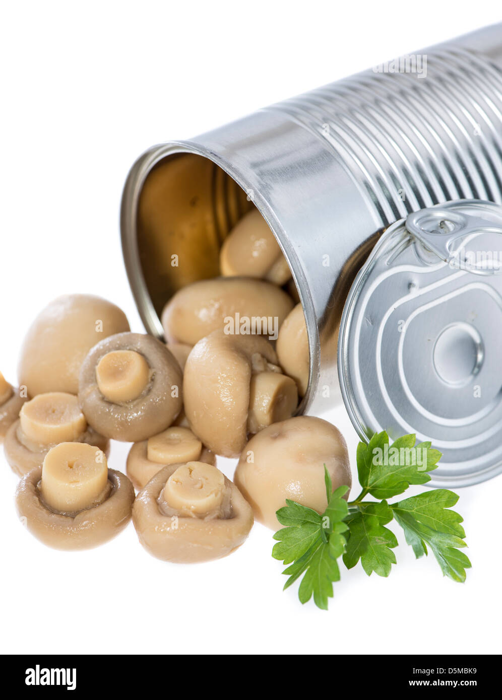 Mushrooms in a can isolated on white background Stock Photo - Alamy