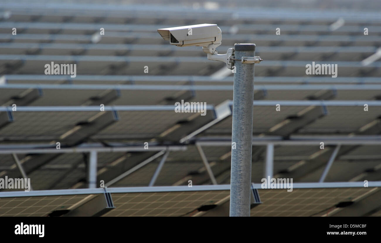 Surveillance cameras provide safety at the photovoltaic facility near ...