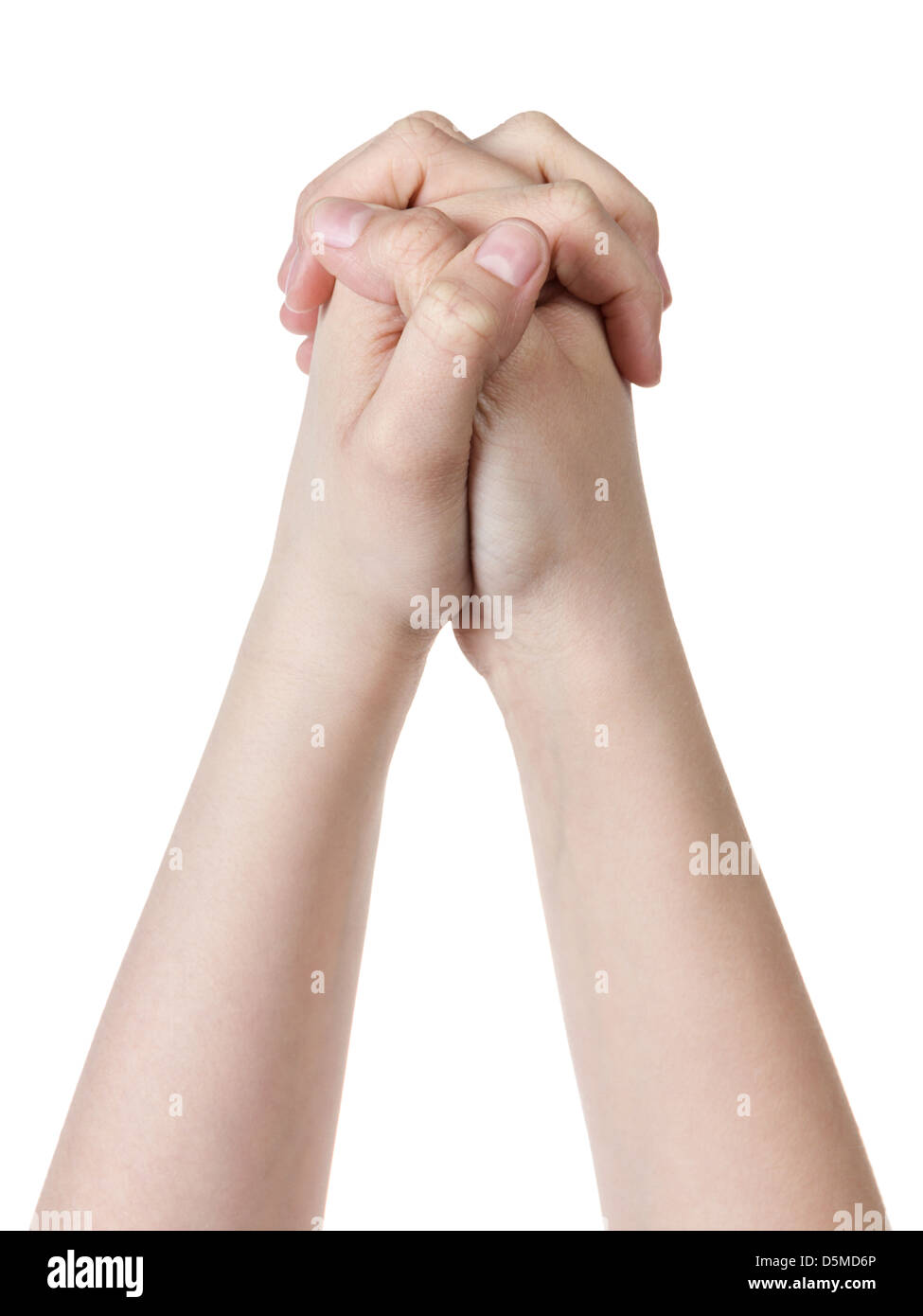 female teen hand praying, isolated on white background Stock Photo - Alamy