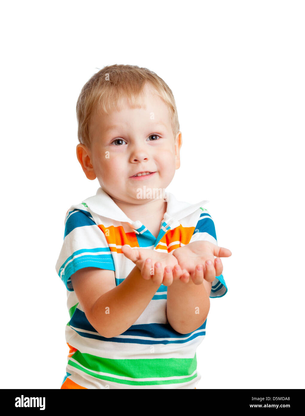 child boy reaching his hands out, isolated on white Stock Photo - Alamy
