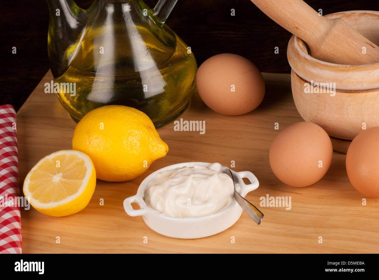 Still life with basic mayonnaise ingredients Stock Photo - Alamy
