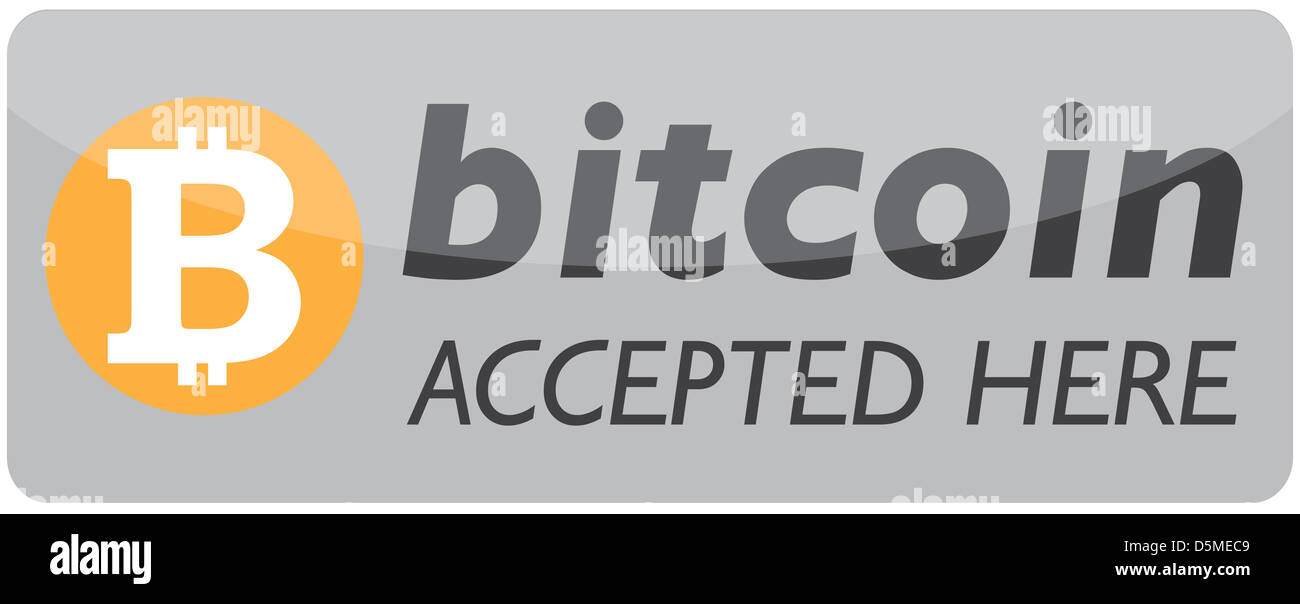 Vector of a sign for web of bitcoin accepted here Stock Photo - Alamy
