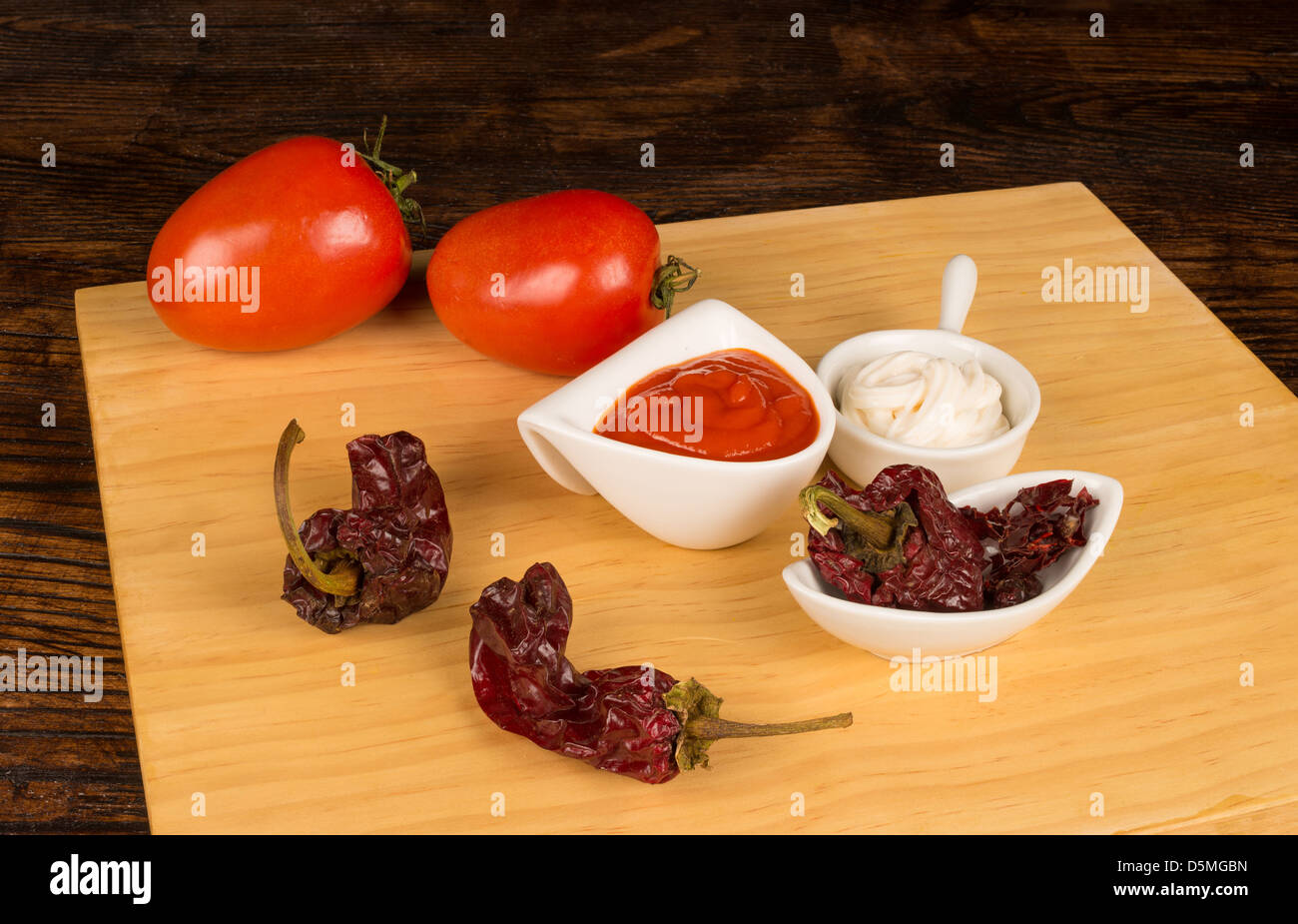 Ingredients for a traditional Spanish hot tapa dip sauce Stock Photo ...