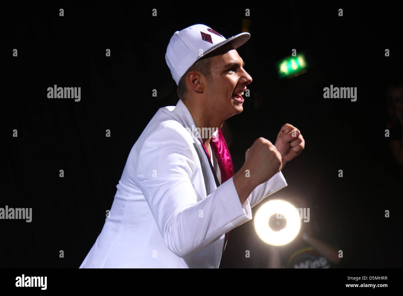 Pietro Lombardi posing after winning German RTL TV show "Deutschland ...
