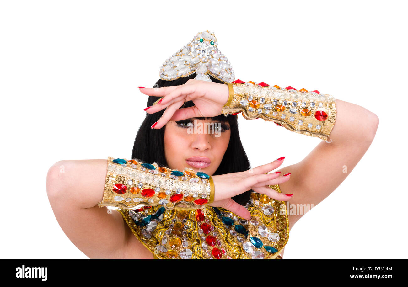 Dancing pharaoh woman wearing a egyptian costume Stock Photo - Alamy