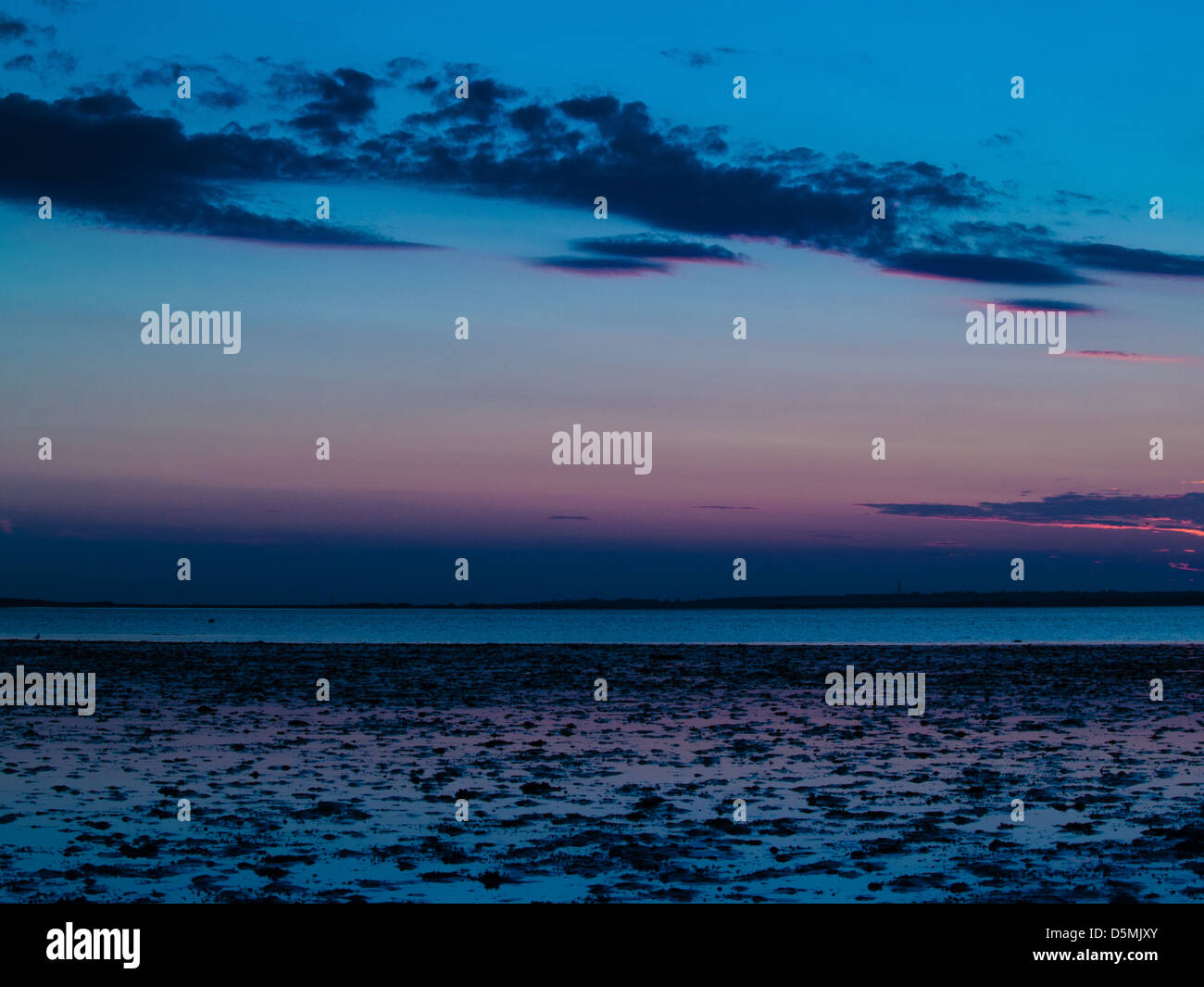 Blue hour sunset over sea Stock Photo - Alamy