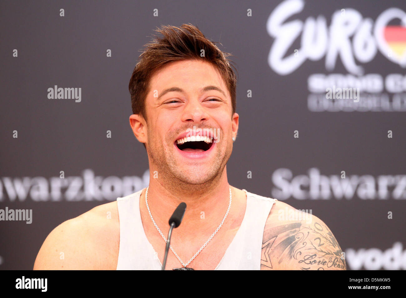 Blue at a press conference for the Eurovision Song Contest (Grand Prix ...