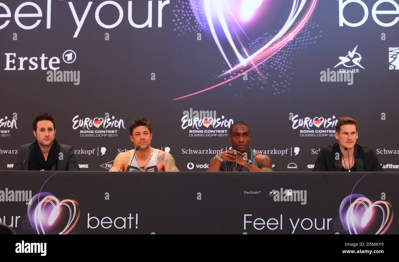 Blue at a press conference for the Eurovision Song Contest (Grand Prix ...