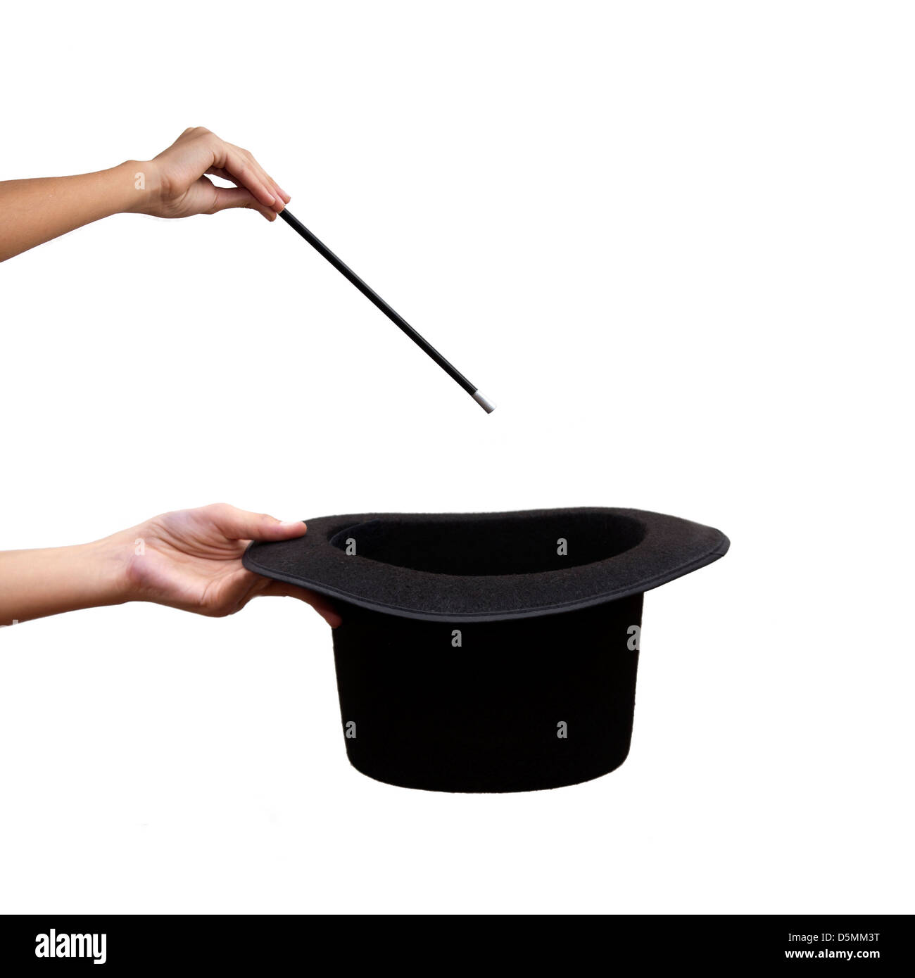 hand holding magic wand and hat Stock Photo - Alamy