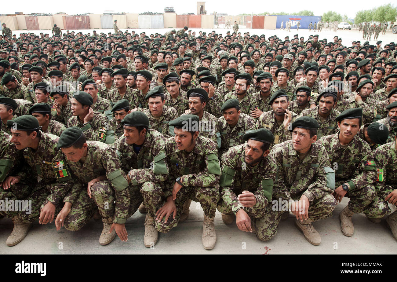 Afghan Nation Army soldiers during graduation from basic warrior course ...