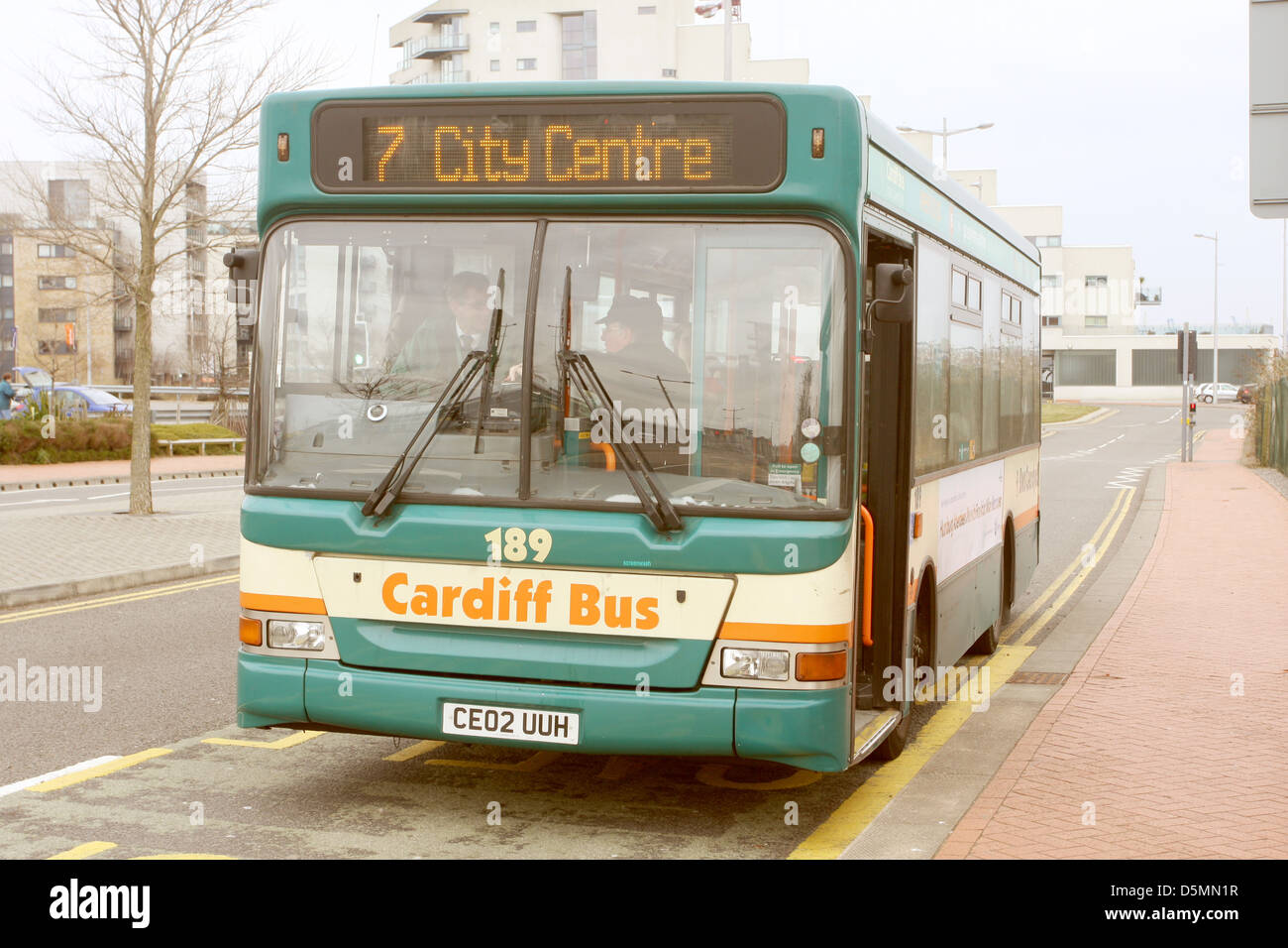 Cardiff city bus services, April 2013, route 7 to the city centre Stock ...