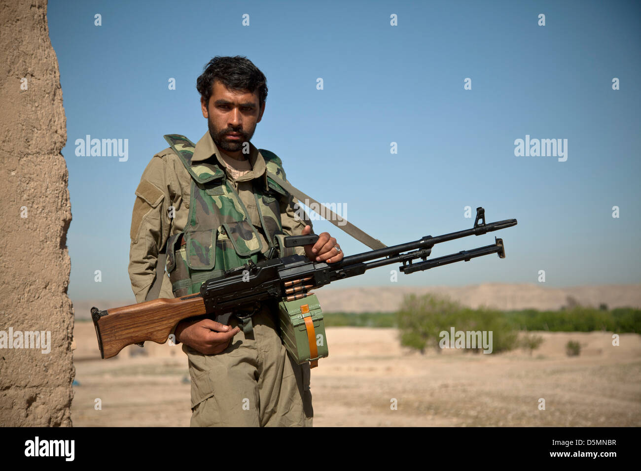An Afghan Local Policeman provides security at a new checkpoint April 3 ...