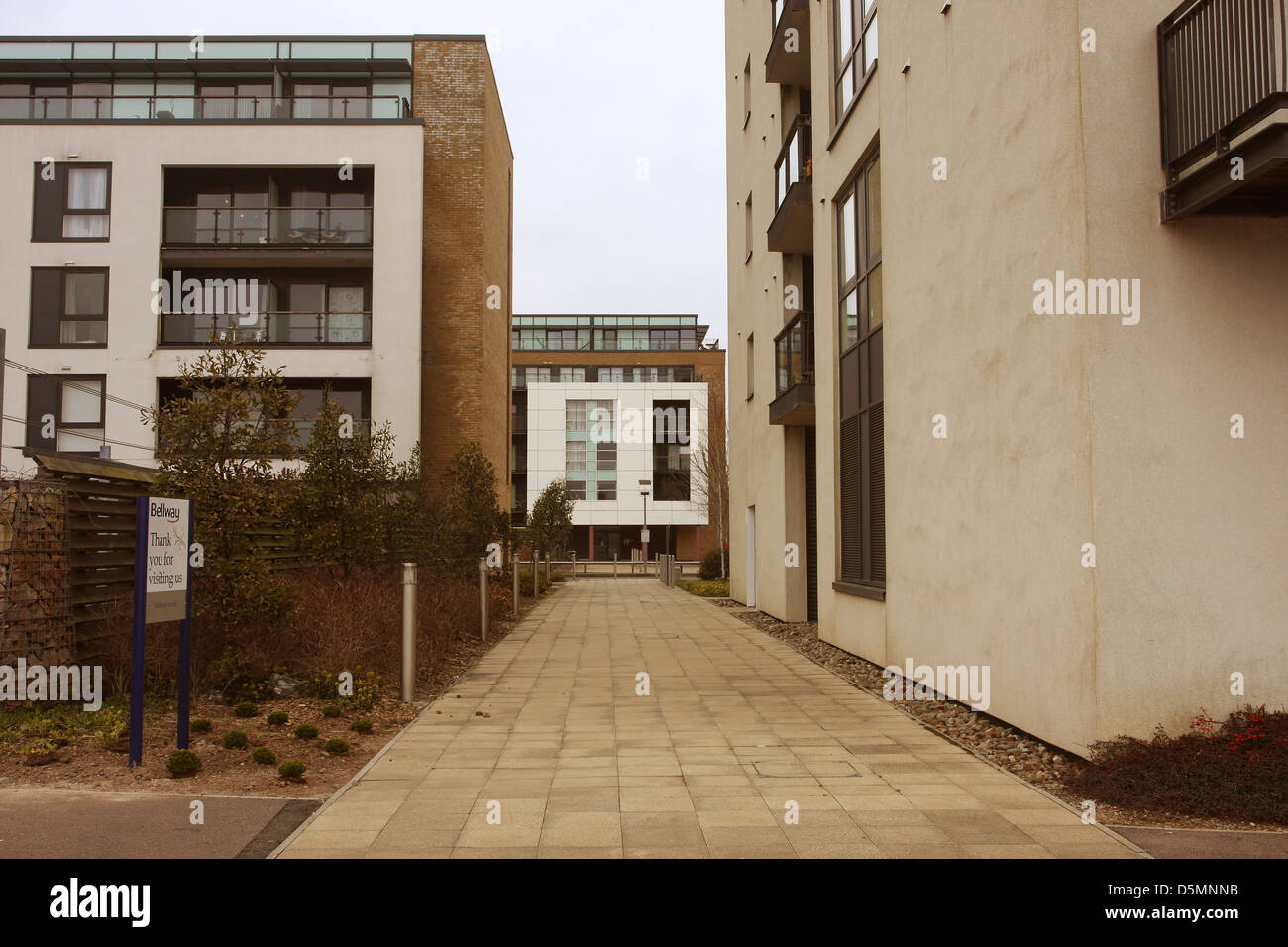 Passageway between new apartment blocks in Portishead, Somerset ...