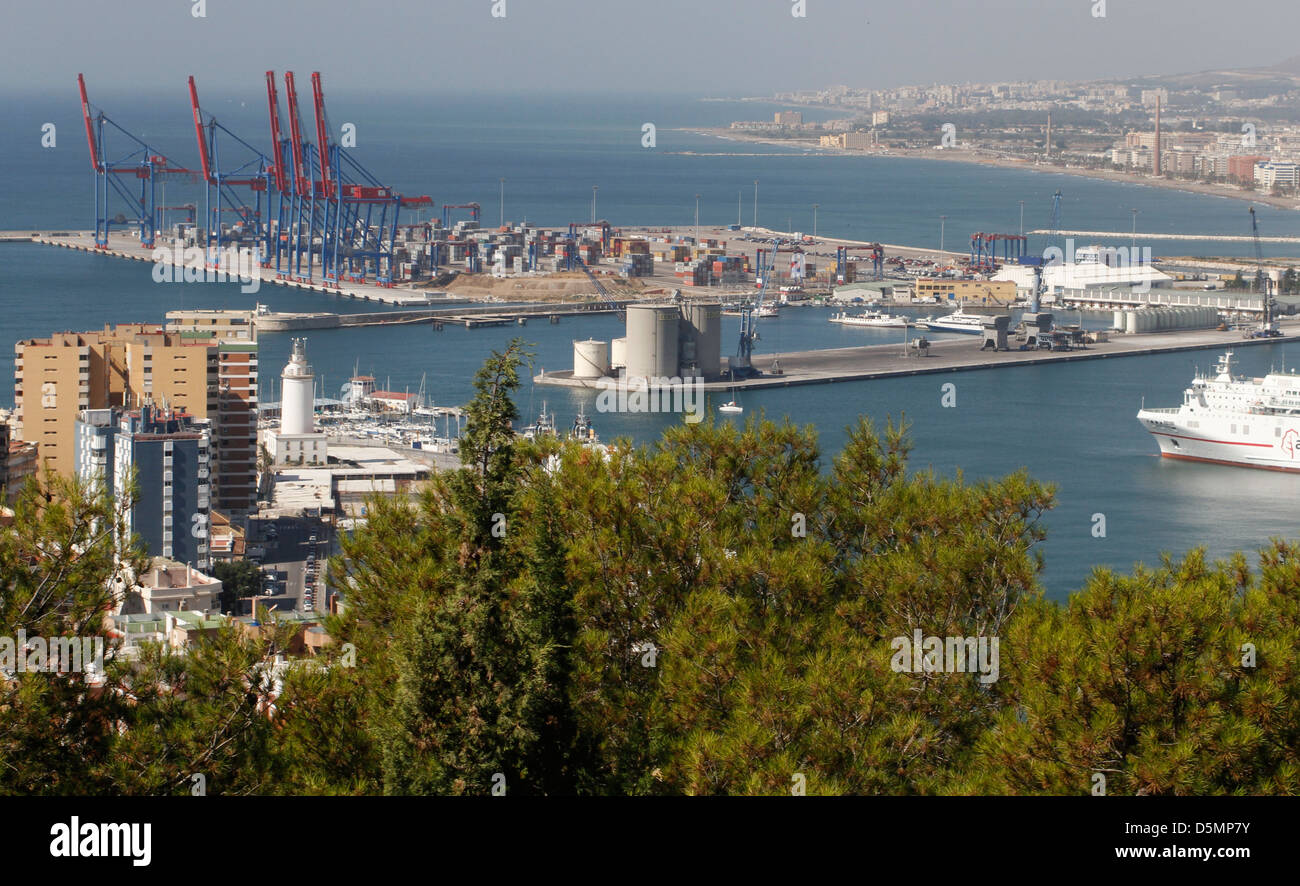 The Spanish city of Malaga, detail on commercial load and unload ...