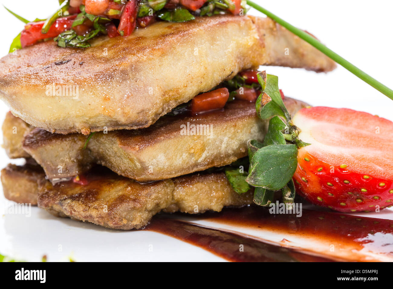 Roasted meat with mustard sauce on a white background Stock Photo - Alamy