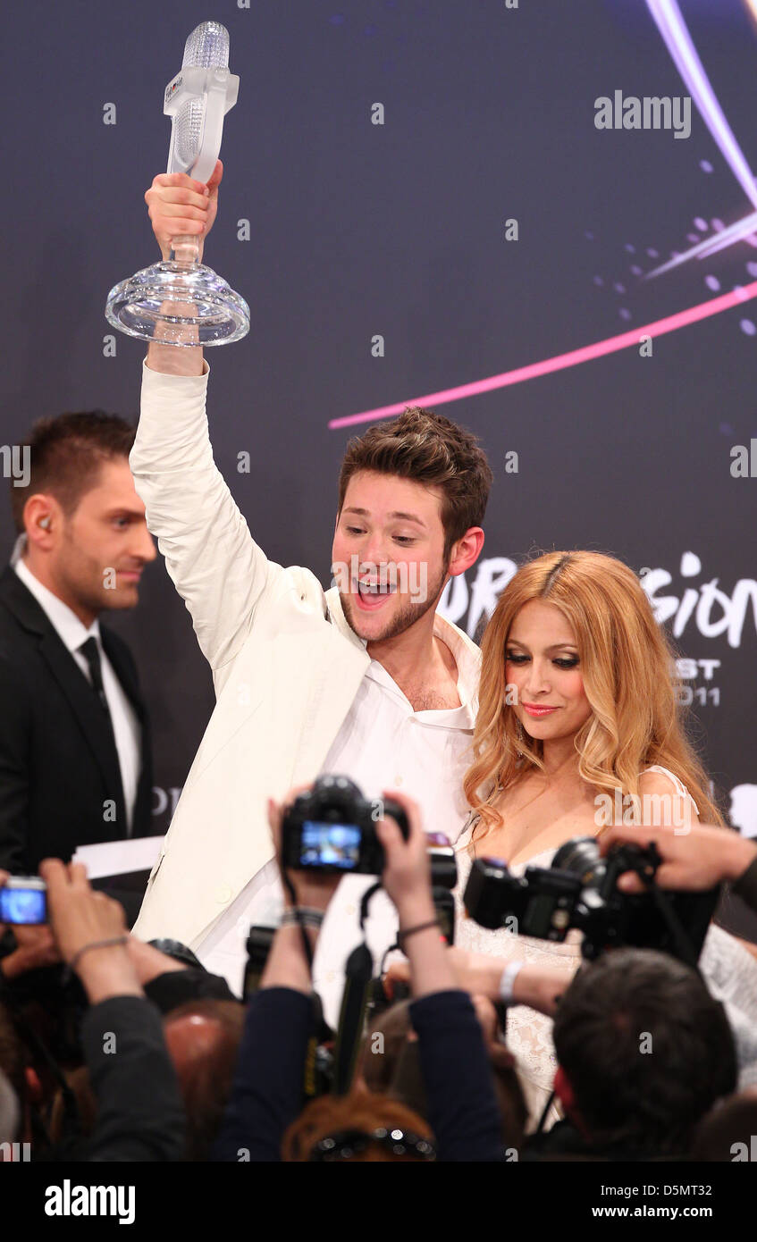 Ell and Nikki, contestants from Azerbaijan, are celebrating their ...
