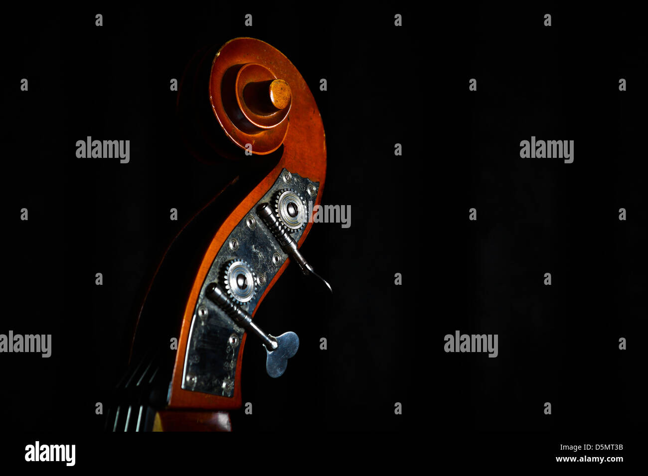 Color detail with the head of a vintage double bass Stock Photo - Alamy