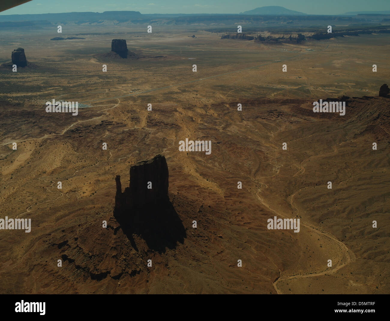 Aerial arid view West Mitten Butte, View Hotel, Mitchell Butte, Grey ...