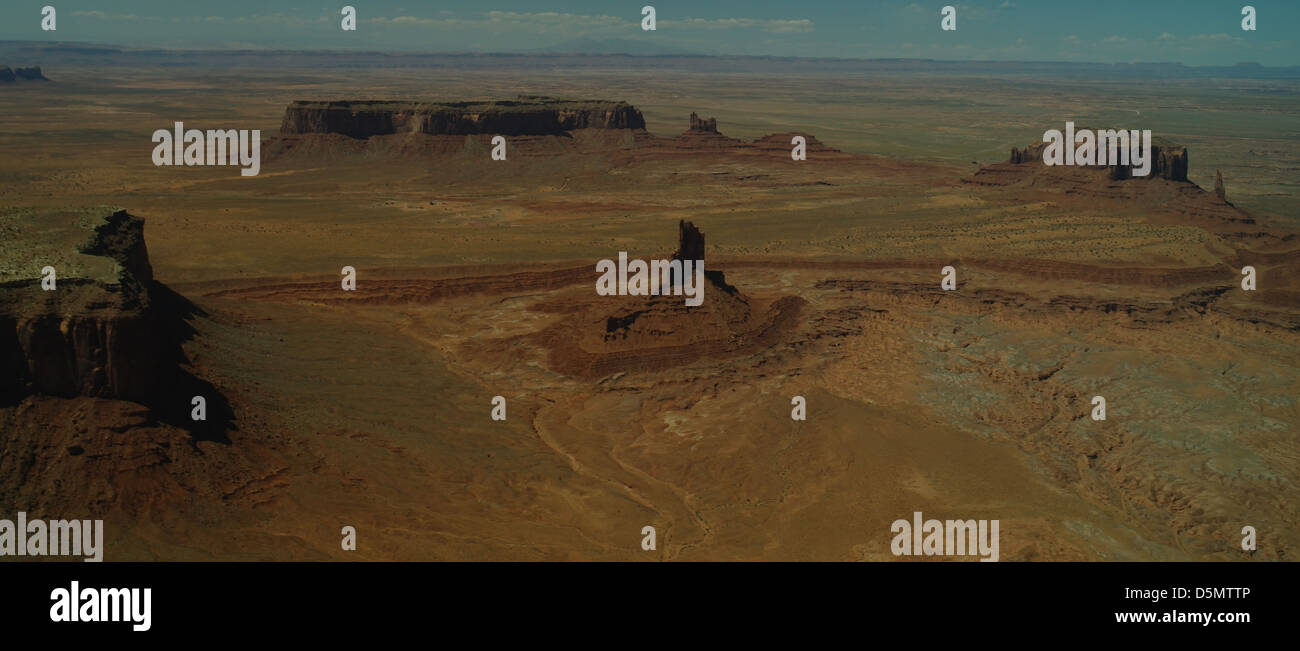 Aerial view, north to Ute Mountain, Big Indian Butte, Saddleback Mesa ...