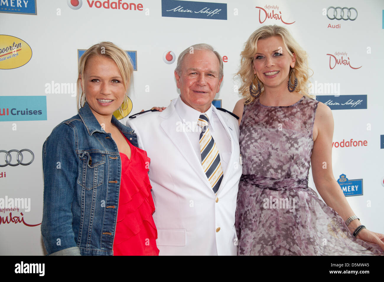 va Maierhenrich, Captain Kjell Holm and Eva Habermann at Mein Schiff 2 ...